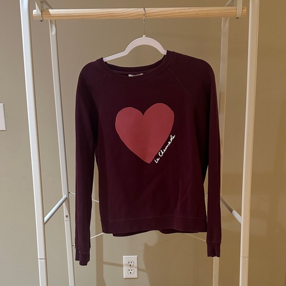 Sezane | Tops | Sezane Burgundy Sweatshirt With Red Heart | Poshmark